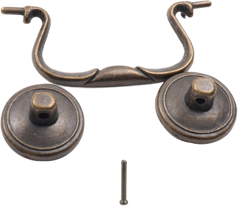 6 Pcs Antique Bail Handle Drop Pulls Vintage Bronze Drop Bail Drawer ...