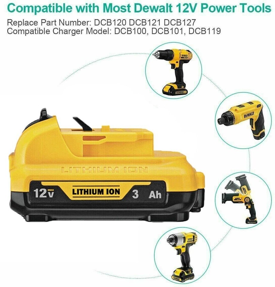 2 PACK For Dewalt DCB122 2.0Ah 12V 12 Volt Max Lithium Ion Battery ...