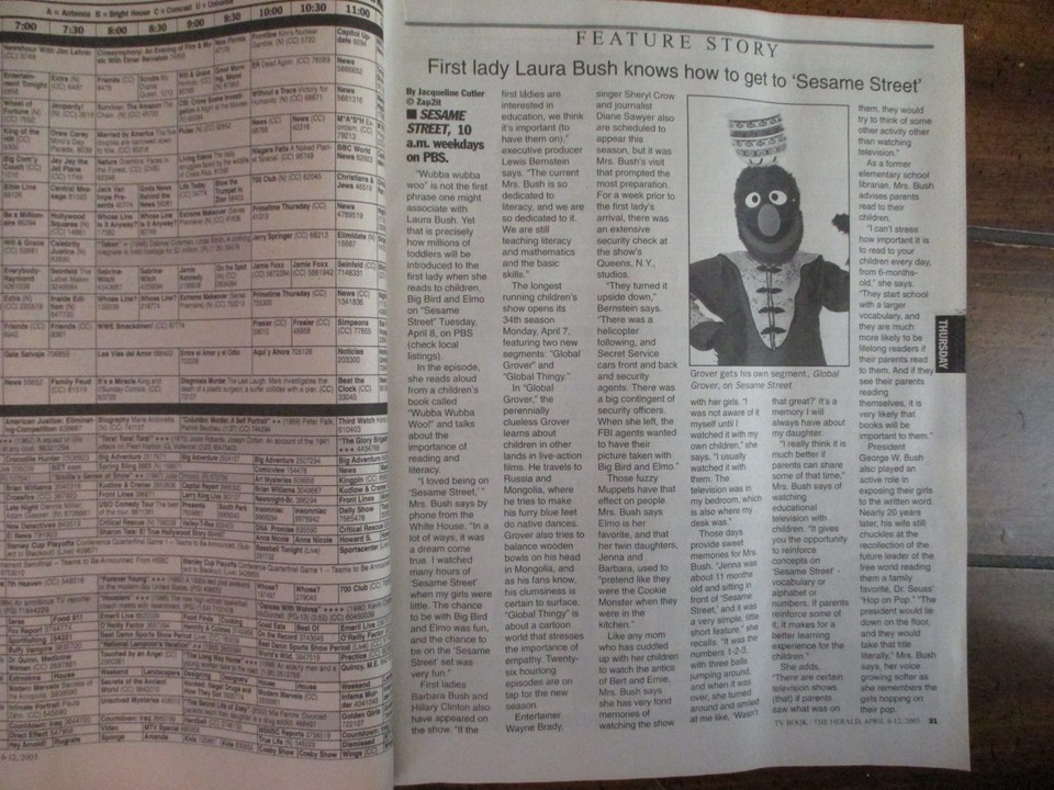 4/06/2003 Bradenton(Fl.)TV Mag(CHER:THE FAREWELL TOUR/LAURA BUSH ...