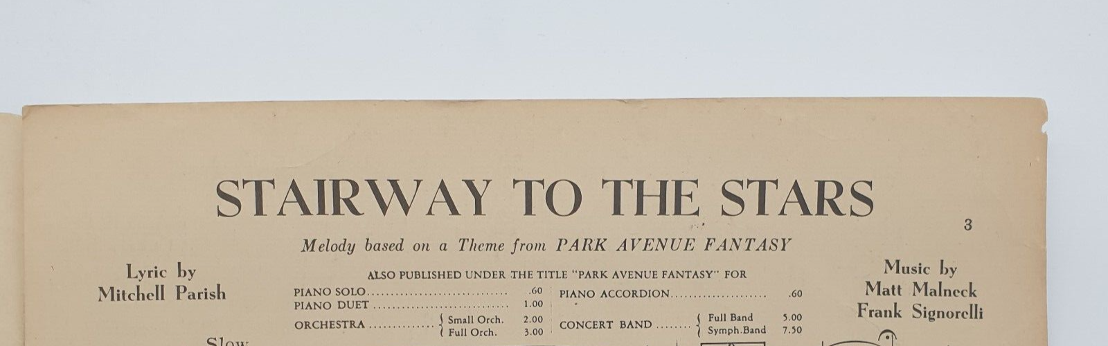 Stairway To The Stars Vintage Sheet Music Piano Parish Malneck Barry ...