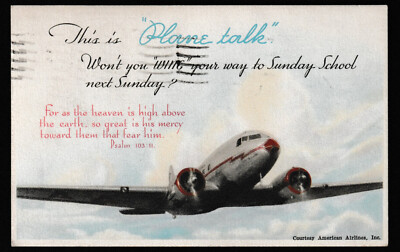 Aviation Postcard - American Airlines Issue Plane Talk Sunday School ...