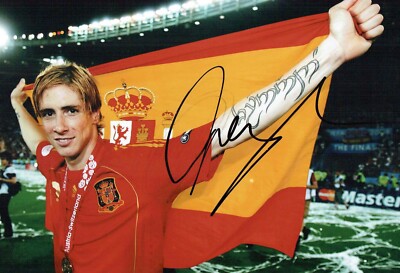Fernando Torres Signed Autograph 12x8 Photo 2 + COA Spain Cup Winner ...