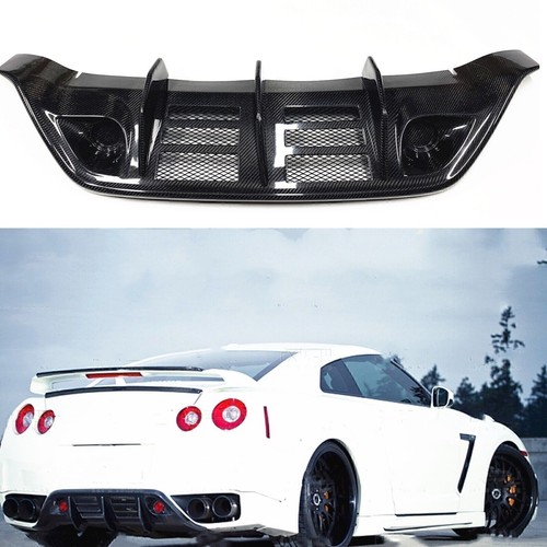 Car Rear Lower Diffuser Lip Black For Nissan Skyline GTR GT-R R35 2008 ...