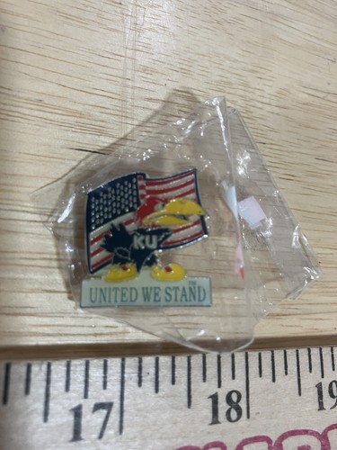Vintage KANSAS University KU JAYHAWKS Fan Lapel Pin United We Stand US ...