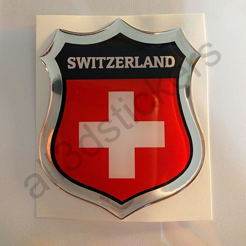 Sticker Switzerland Emblem 3D Resin Domed Gel Switzerland Flag Vinyl ...