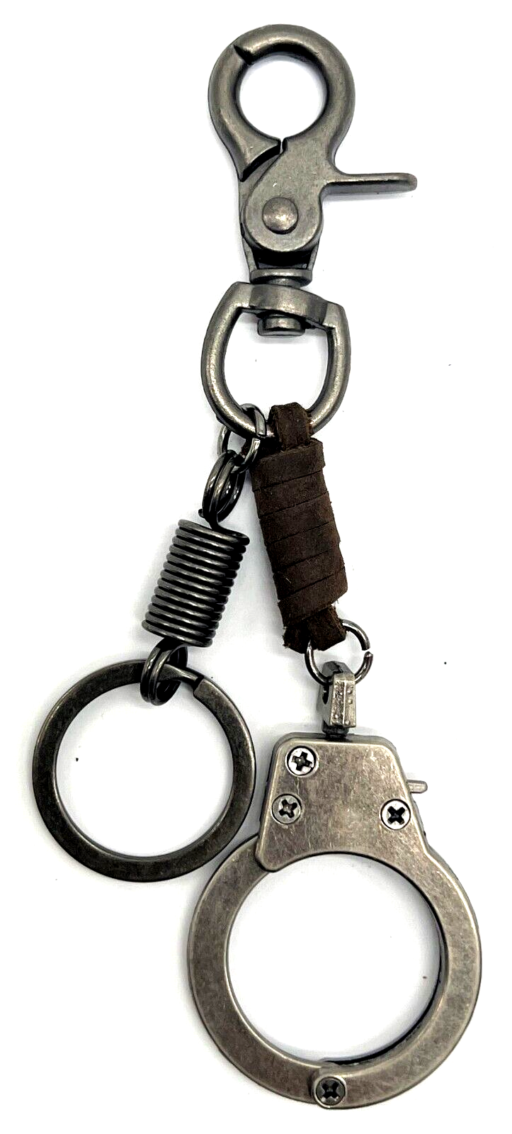 HANDCUFF KEYCHAIN WITH SPRING SCISSORS CLIP KEYRING | eBay