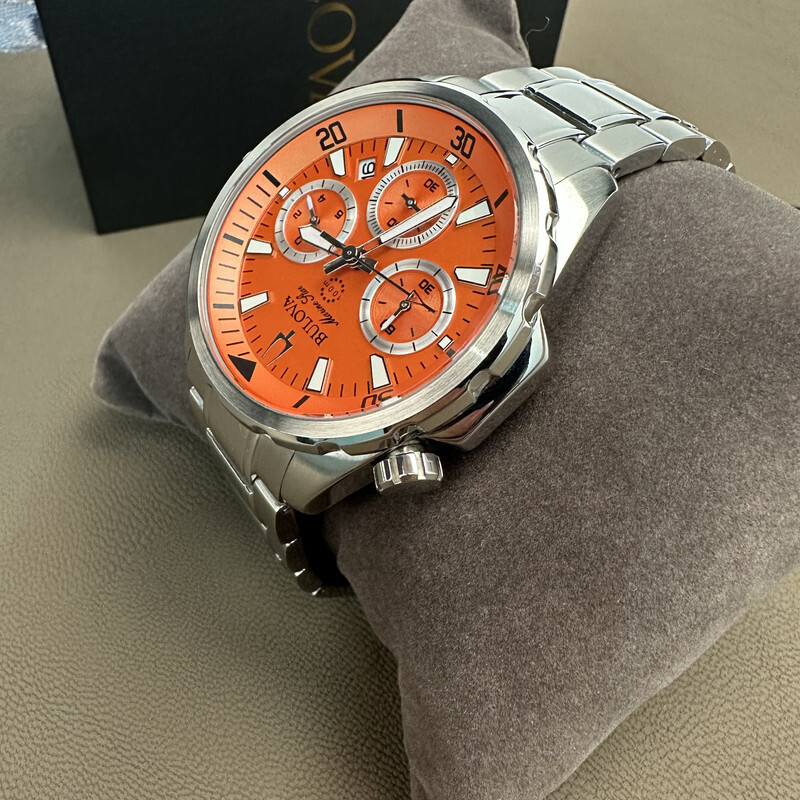 Bulova 96B395 Men's Marine Star/Orange Dial 6-Hand Chronograph Quartz ...