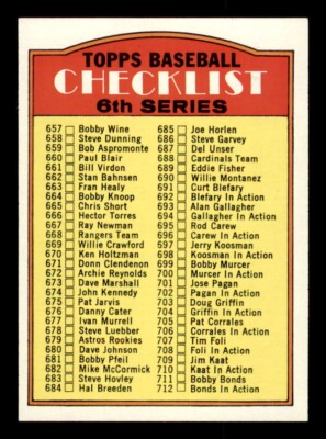 1972 Topps Baseball #604 6th Series Checklist (657-787) NM/MT *d29 | eBay