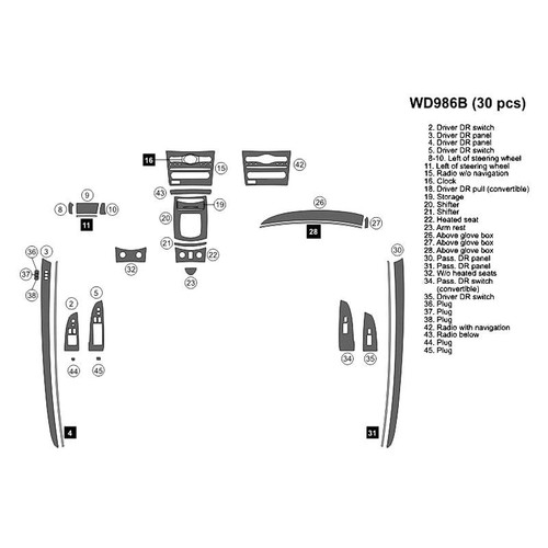 For Infiniti G37 2010-2013 B&I WD986B-SDE 2D Blackwood Small Dash Kit ...