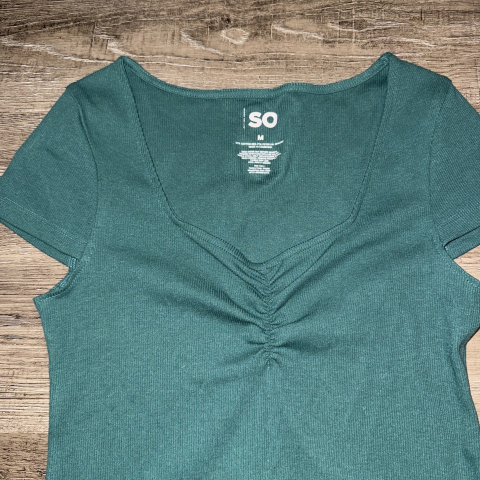 NWT So Medium Dress Green Ribbed Lightweight Cotton/Pyester Size M | eBay