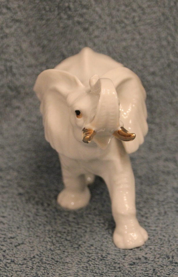 Lenox Elephant Figurine With Gold Tusk Upturned Trunk Porcelain | eBay