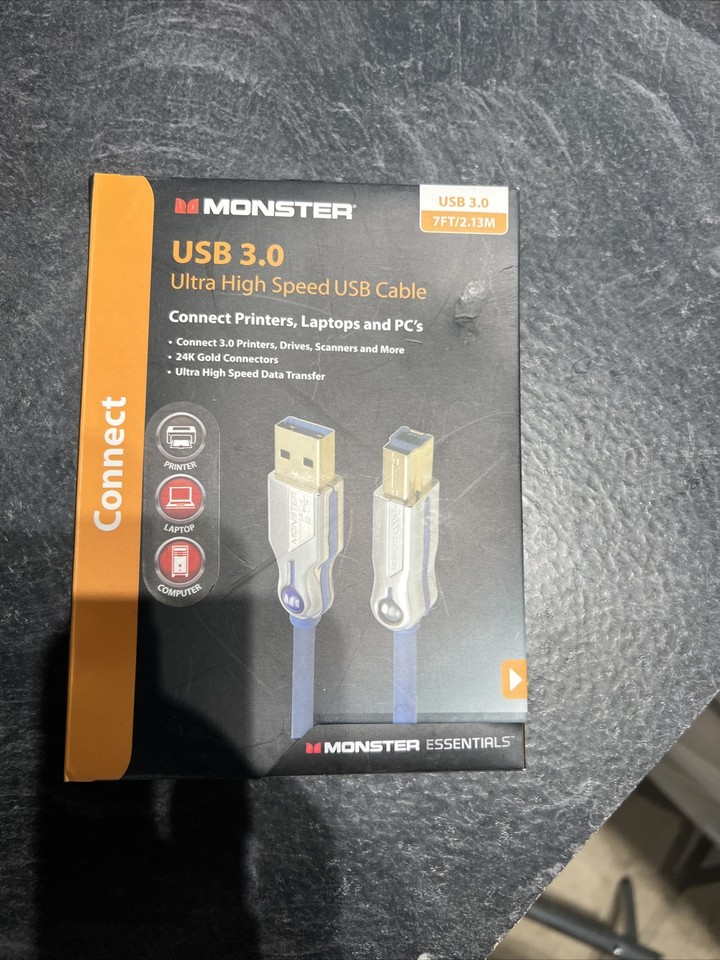Monster USB 3.0 Ultra High Speed Cable, Connect Printers, Laptops, & PC ...