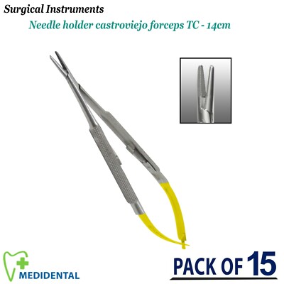 Pack Of 15 Dental Surgical Needle Holder Castroviego TC Oral Surgery ...