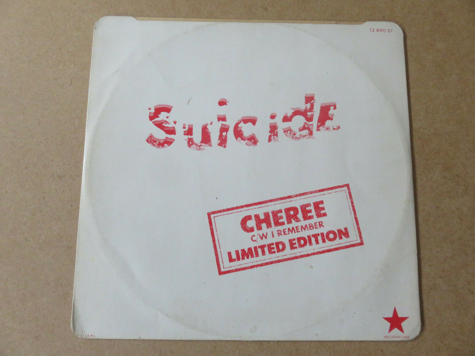 SUICIDE Cheree / I Remember RED STAR 12" ORIGINAL 12BRO57 ALAN VEGA ...