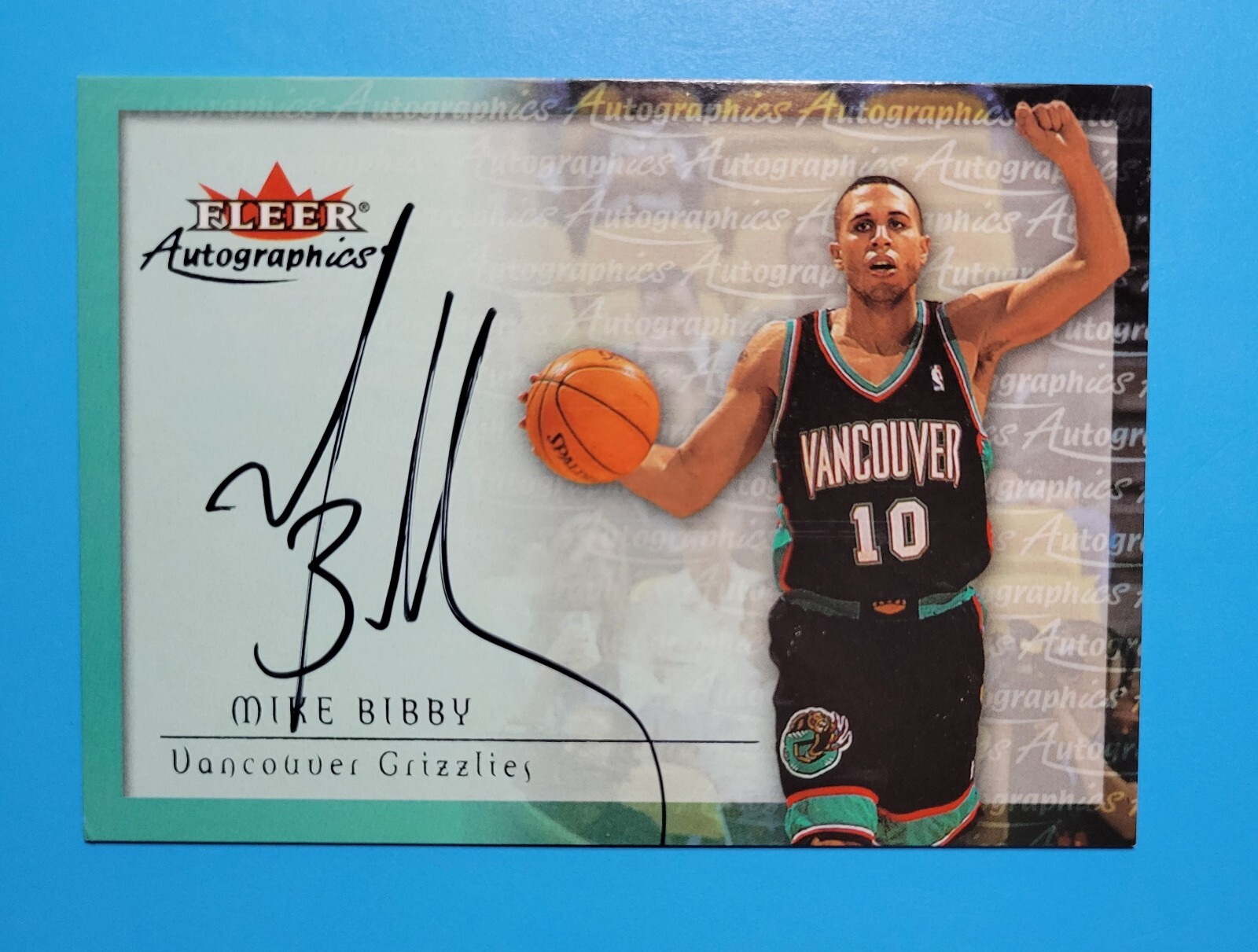 MIKE BIBBY AUTOGRAPH 2000-2001 FLEER AUTOGRAPHICS VANCOUVER GRIZZLIES ...