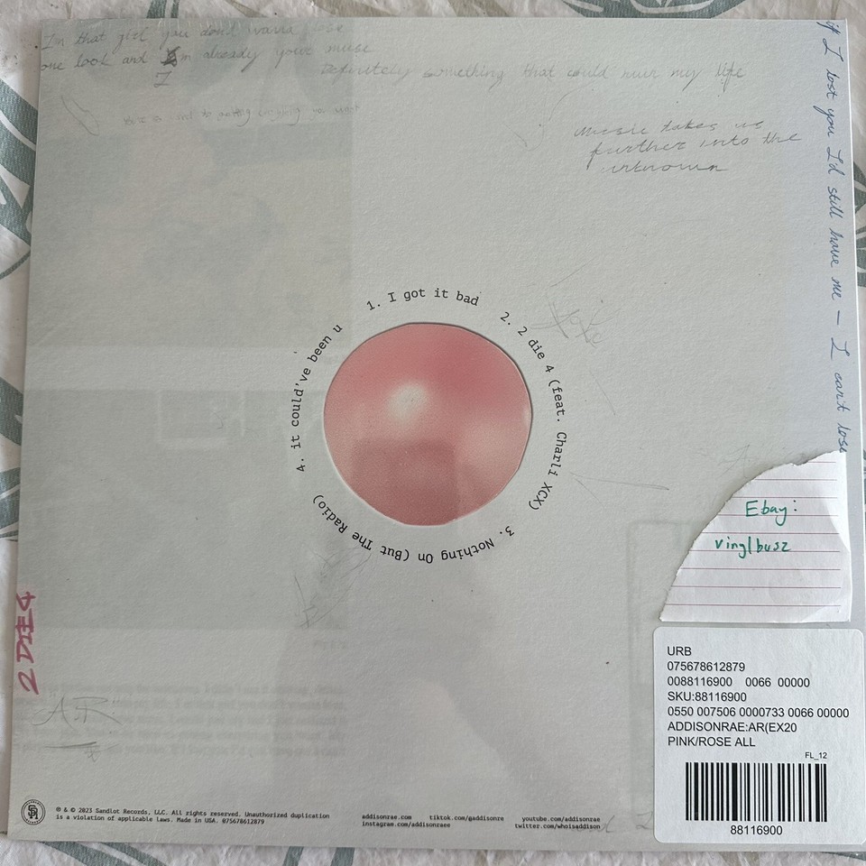 Addison Rae - AR (Urban Outfitters Hot Pink) Vinyl LP | eBay