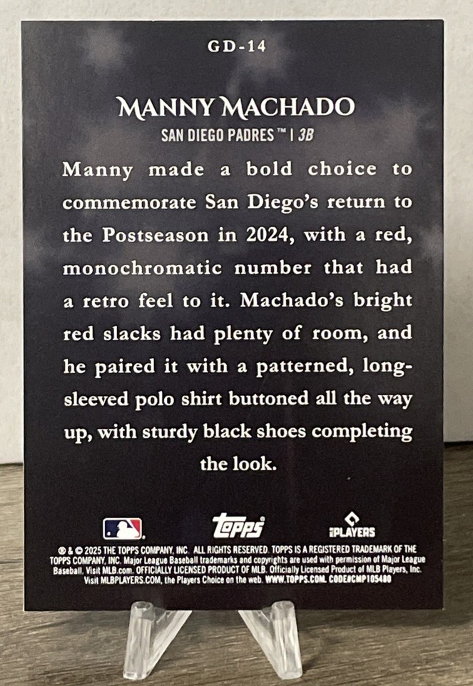 2025 Topps Series 1 Celebration Manny Machado Game Day Drip #GD-14 | eBay