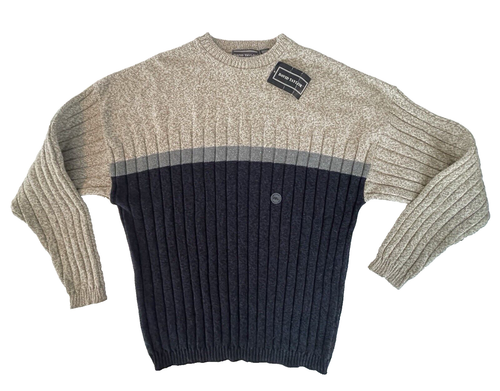 VTG David Taylor Sweater Men's 3XL Ribbed Navy Heather Oatmeal Beige ...