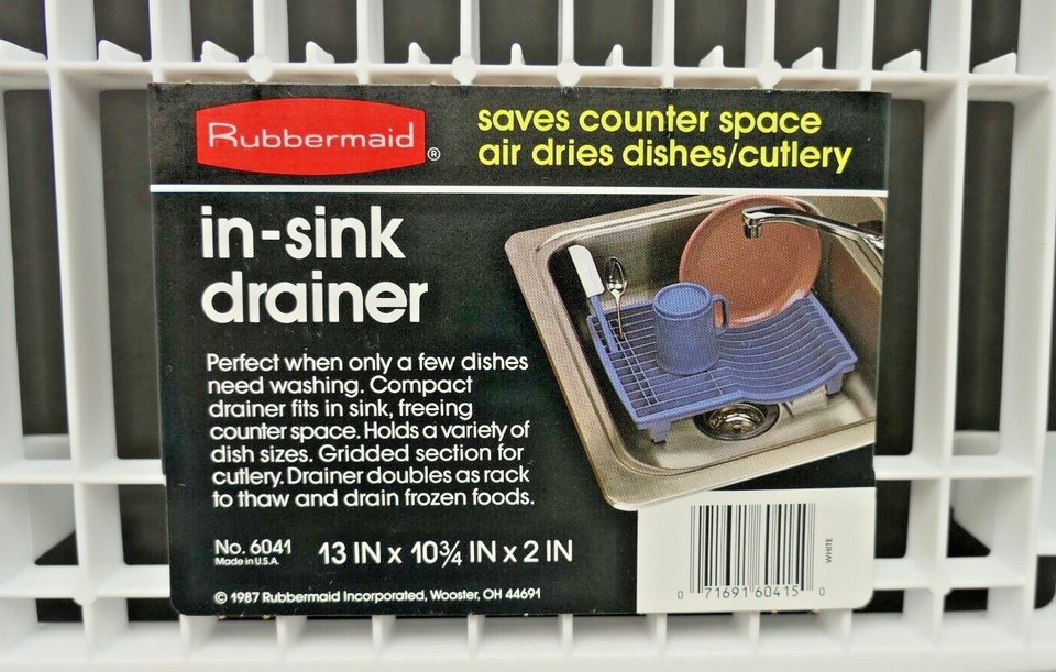 Vintage 1987 Rubbermaid in-sink drainer No.6041 White made in USA NOS ...