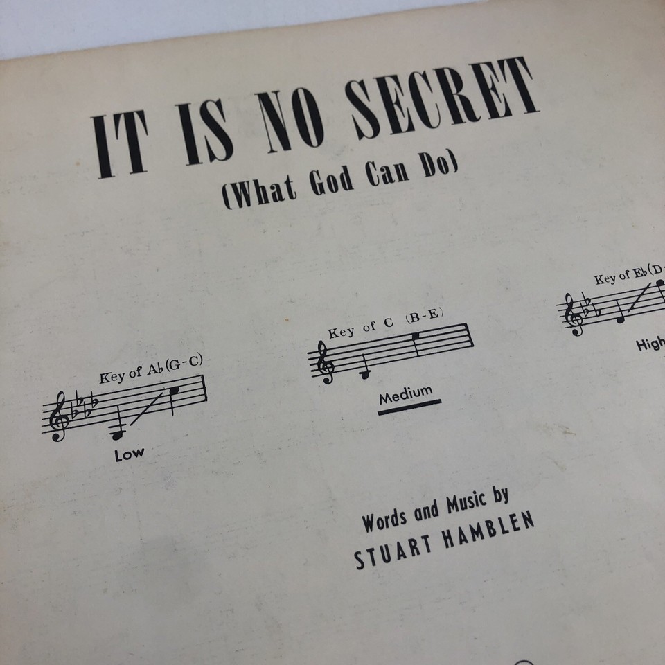 VTG 1950 Sheet Music "IT IS NO SECRET" (What God Can Do) by Stuart ...