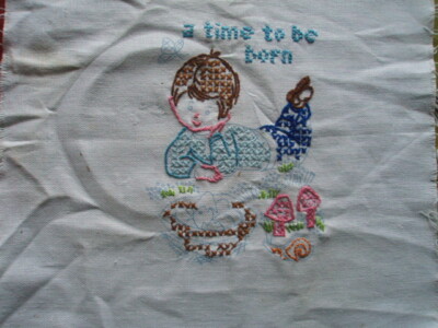 VINTAGE Embroidery Kit W/Floss Pauline Denham 1973 Boy & Bird A TIME TO ...