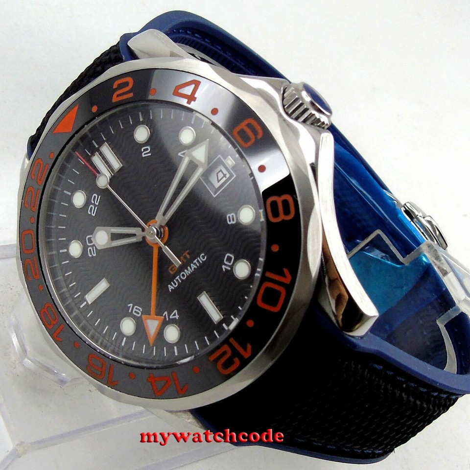 41mm sterile black dial GMT sapphire glass date Mechanical automatic ...