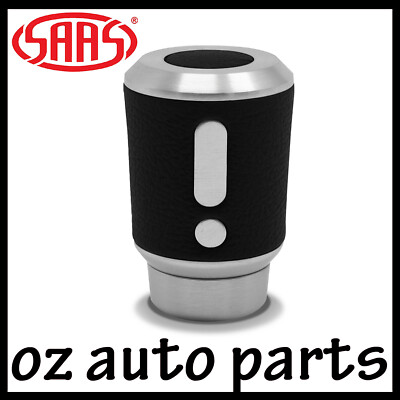 SAAS LEATHER GEAR KNOB BLACK - ALLOY INSERT - SPORTS MANUAL UNIVERSAL ...