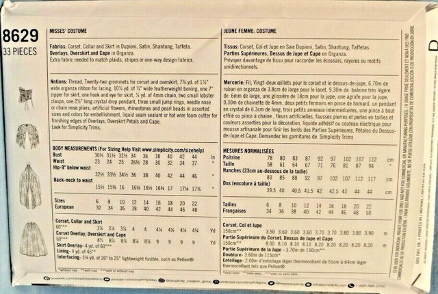 Simplicity 8629 Uncut Firefly Path Fairy Women Size R5 14-22 Costume ...