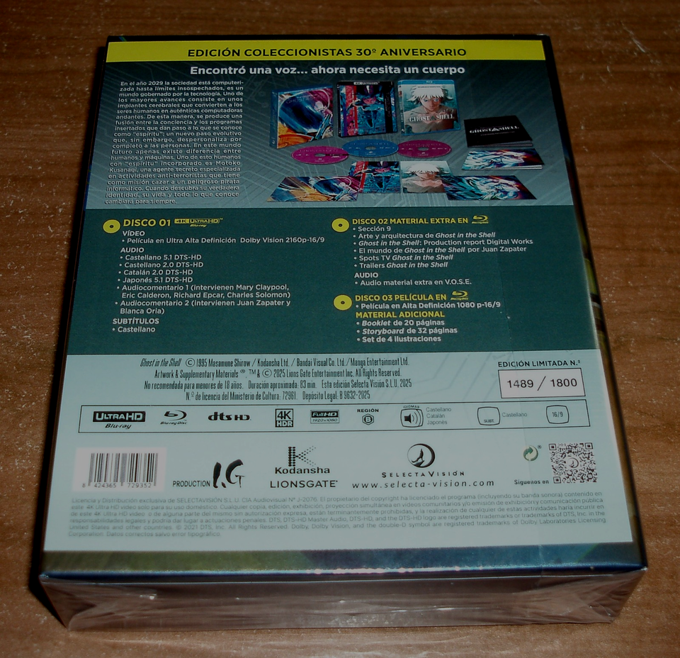Ghost In The Shell Collezionista 30º Anniversario 4K+BD+BD Extra+Libro ...