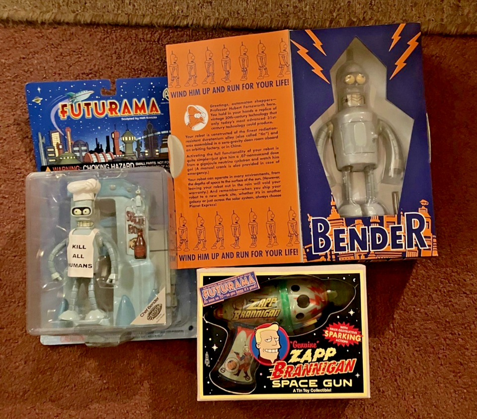 FUTURAMA- BENDER WINDUP ROBOT-CHEF BENDER SUICIDE BOOTH-ZAPP BRANNIGAN ...