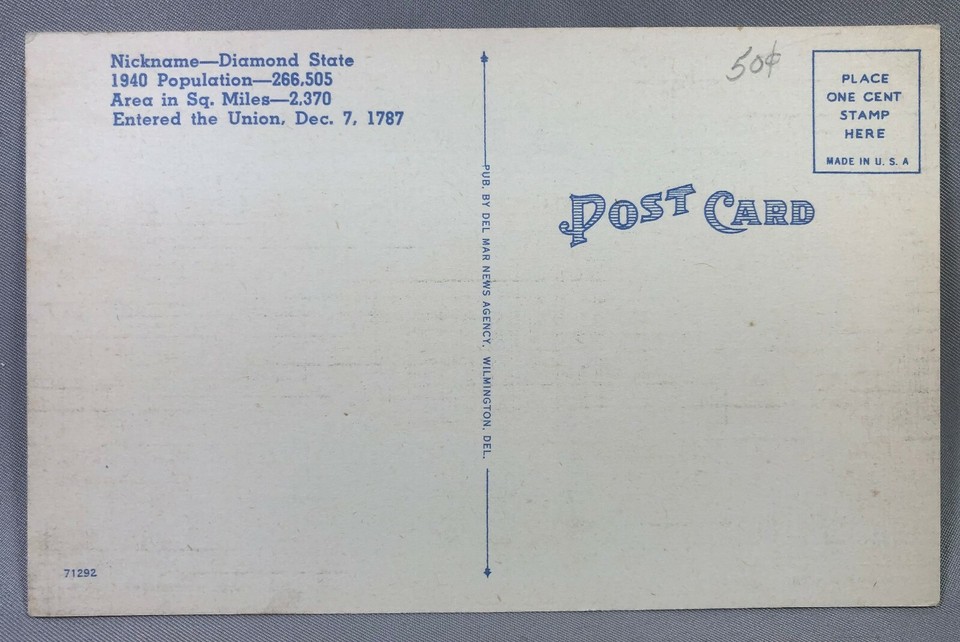 1940s DELAWARE Big LARGE LETTER POSTCARD Original VINTAGE Linen | eBay