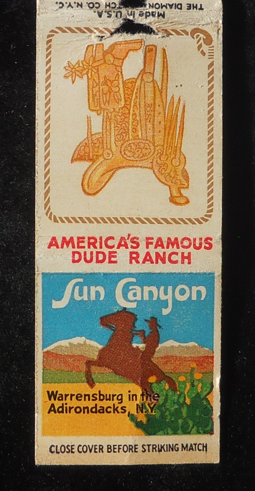 1930s Sun Canyon America's Famous Dude Ranch Cowboy Saddle Warrensburg ...