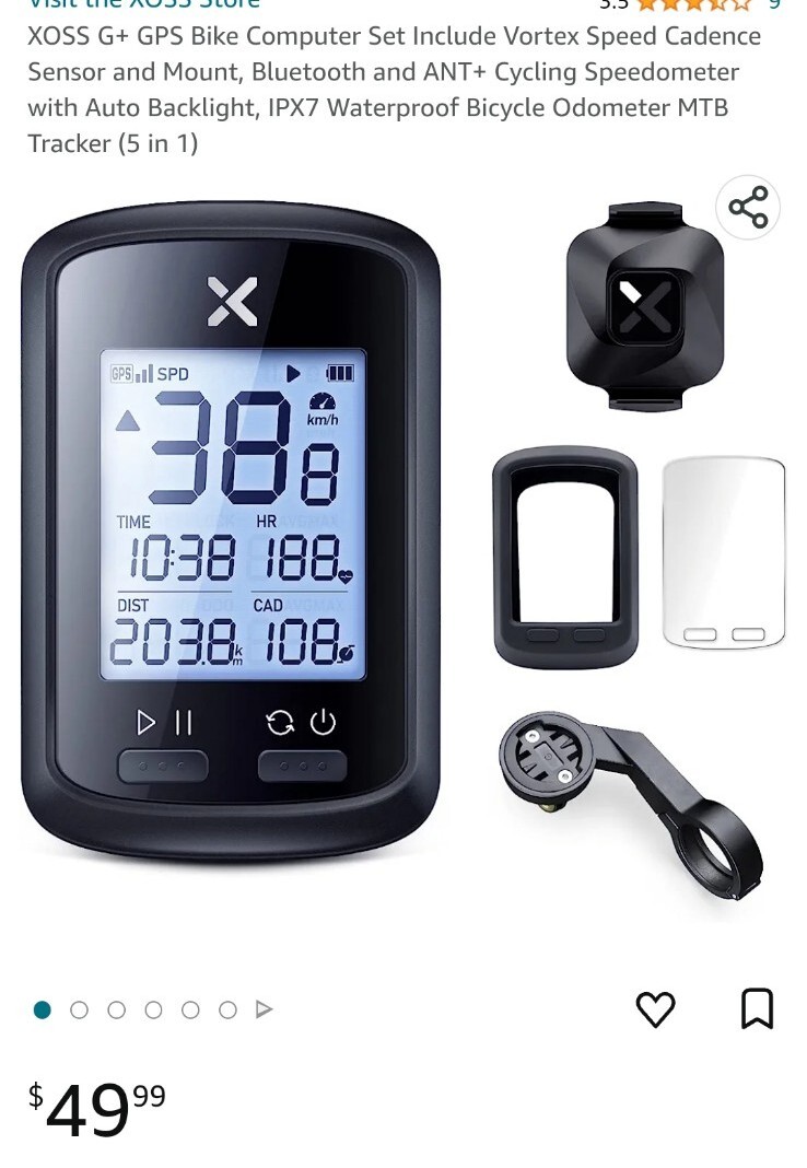 XOSS G+ GPS Bike Computer Set Include Vortex Speed Cadence Sensor and ...