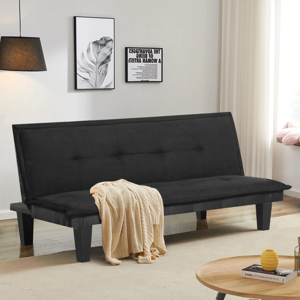 Modern Faux Suede Convertible Futon Sofa Bed Upholstered Futon Couch | eBay