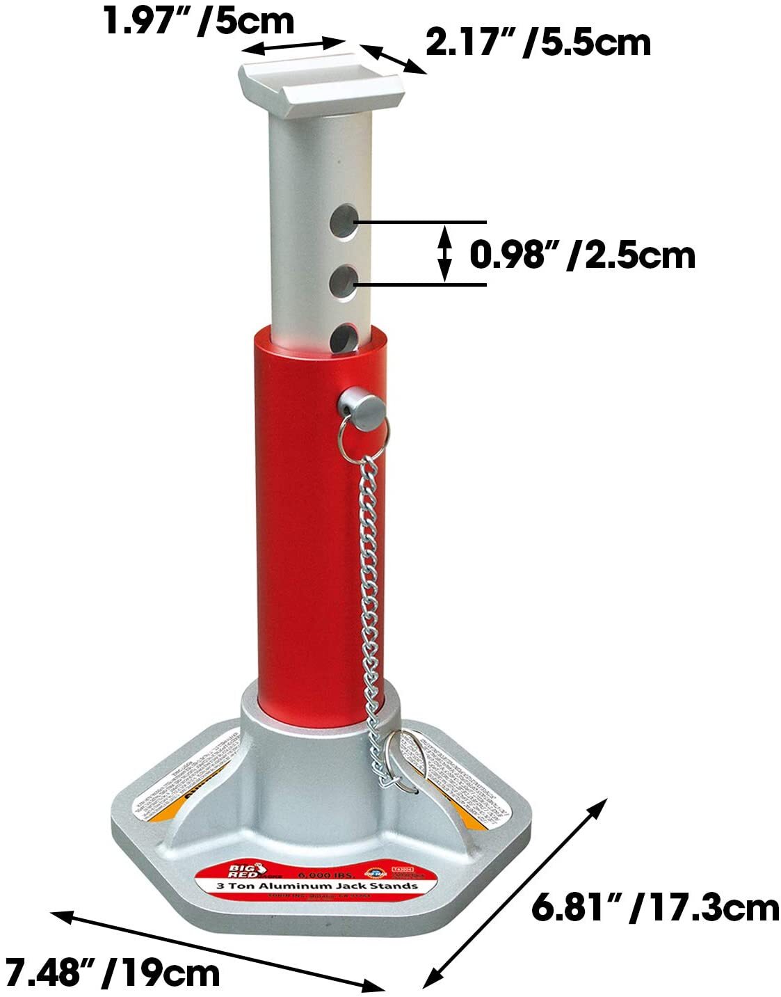 Big Red 3 Ton (6,000 lbs) Double Locking Aluminum Jack Stands Heavy ...