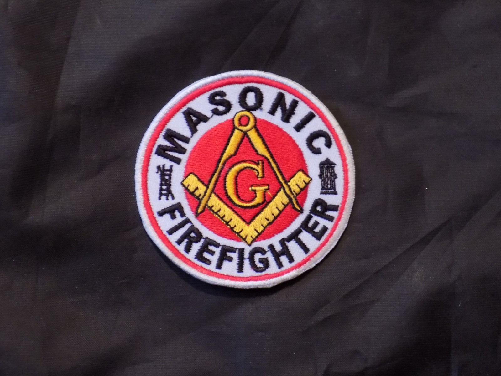 Masonic Firefighter Square Compass Patch Round Iron Sew Freemason ...