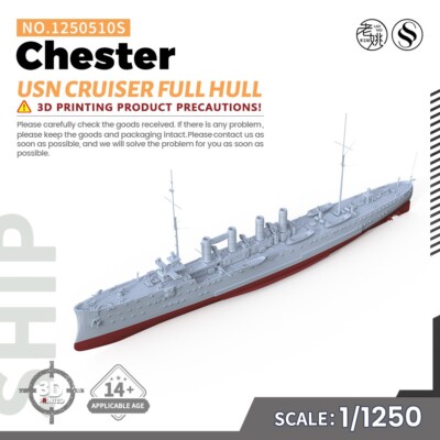 SSMODEL1/1250 510S Military Model Kit USN Chester Cruiser Full Hull WOW ...