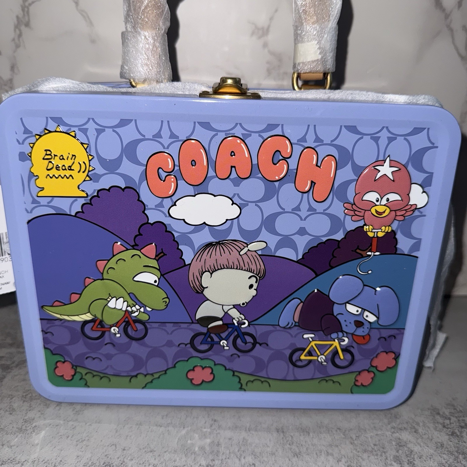 Coach x Brain Dead Lucid Dream Journey Logo Tin Lunchbox Satchel Blue ...