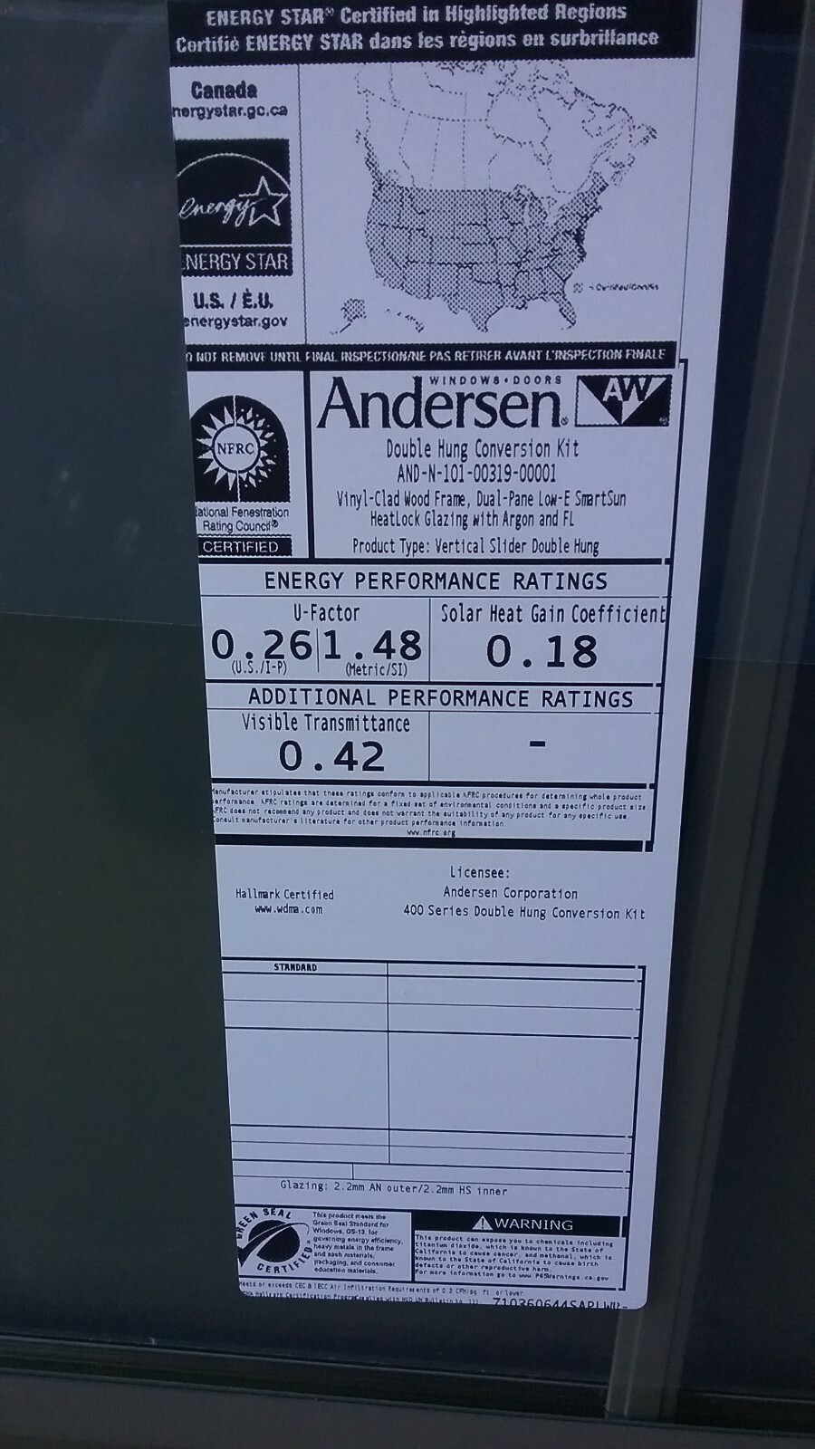 Andersen Window Conversion Kit 3852 Terratone color -New- Ship in ...
