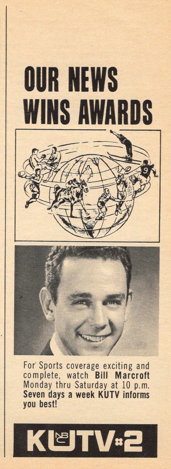 1965 KUTV UTAH TV NEWS AD / BILL MARCROFT / SPORTS REPORTER | eBay