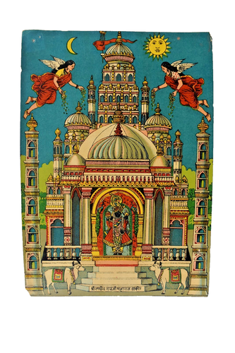 Vintage Indiano Litografia Shri Ranchhodji Maharaj Dakor Mandir Con 17 ...