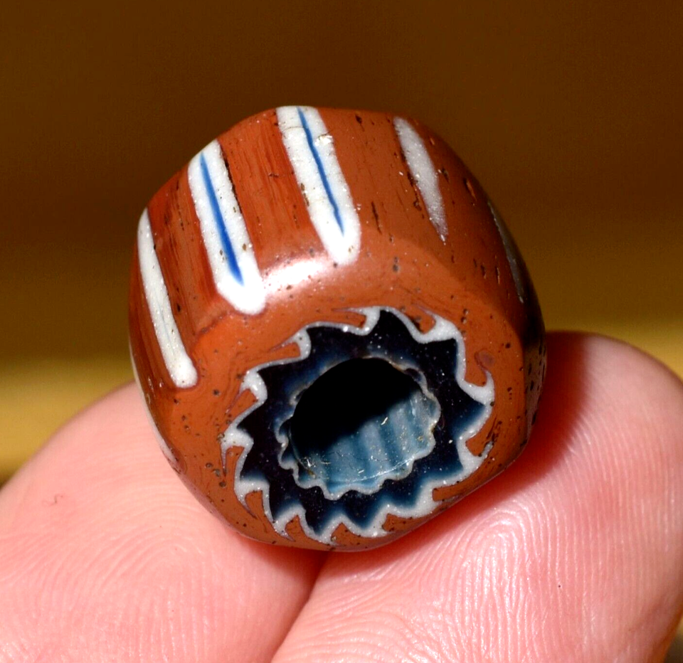 Antique Venetian Seven Layer Chevron Africa Trade Bead Tribally Altered ...