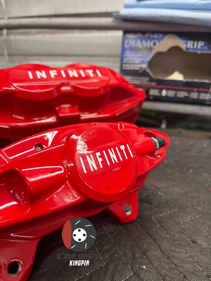 Akebono Big Brake Calipers Powder Coated Gloss Red White Infiniti ...