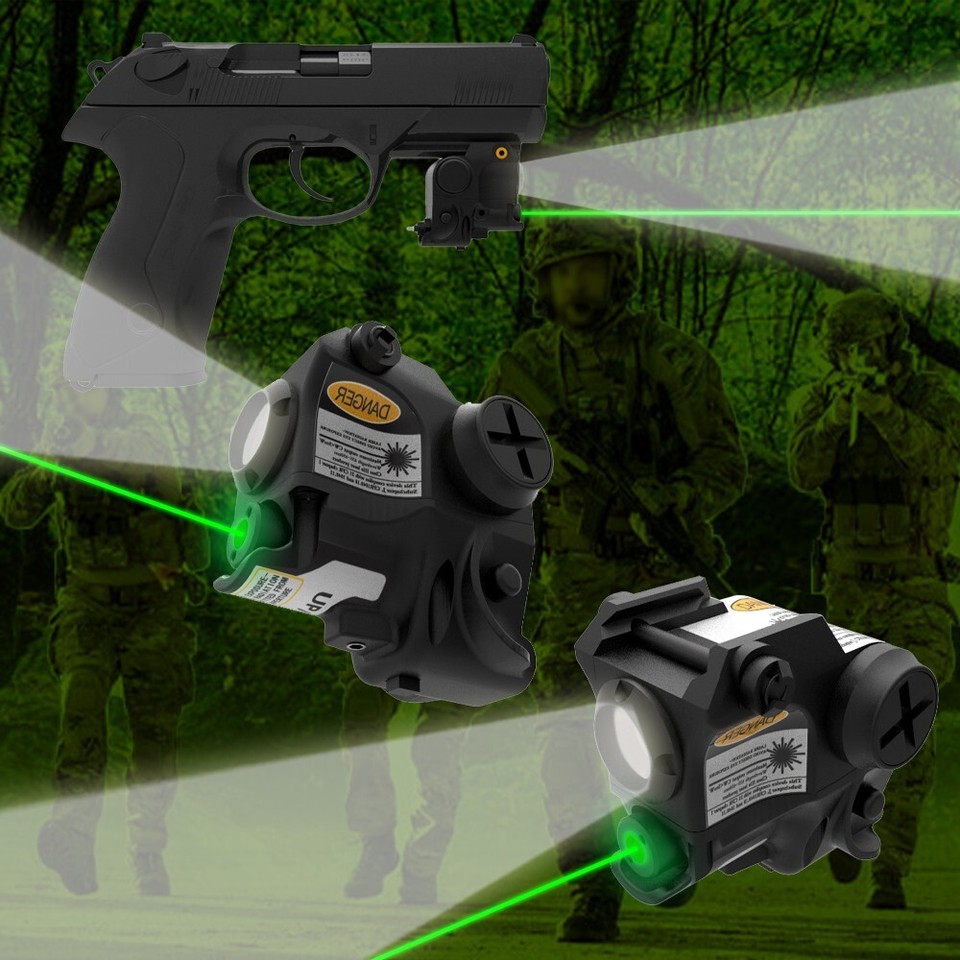 Laspur Sub Compact Rail Mount Green/Red Laser Sight with Flashlight ...