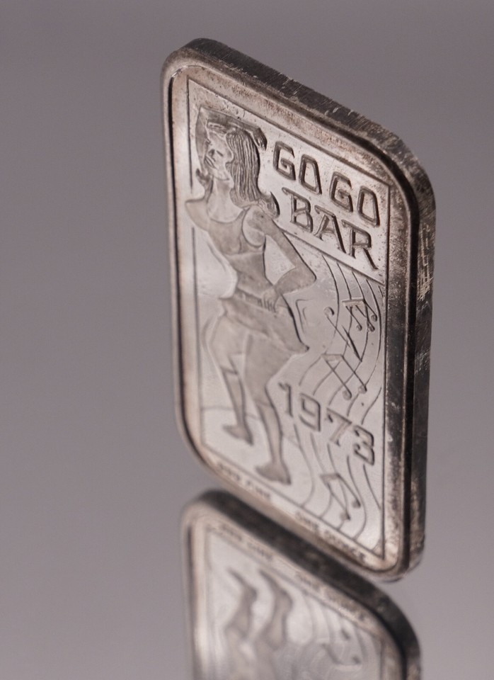 1973 Go Go Bar Exoctic Dancer Girl A Ceeco 1oz 999 FINE Silver art bar ...