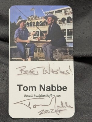 Tom Nabbe Autograph WALT DISNEY Hired Him business card Huck Finn Tom ...