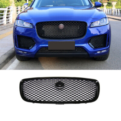Glossy Black For Jaguar F-PACE 2016-2020 Front Bumper Grille Grill Mesh ...
