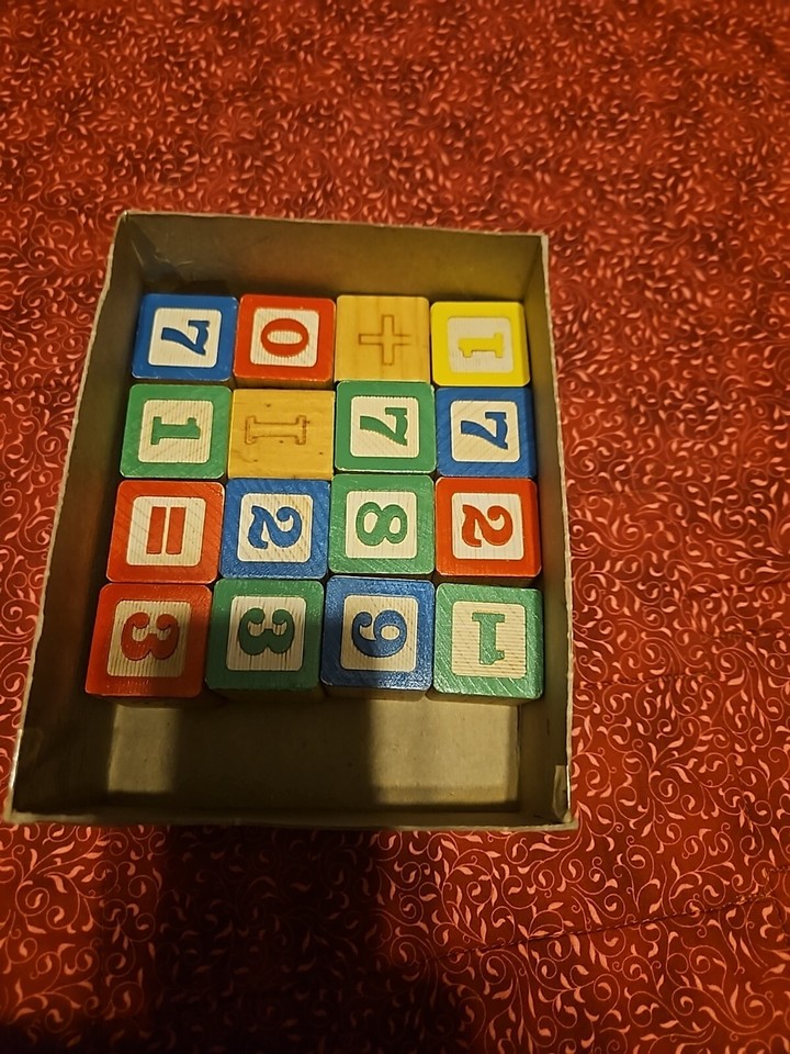 Vintage PLAYSKOOL 16 Embossed Wood Blocks Numbers Set #228 1986 | eBay