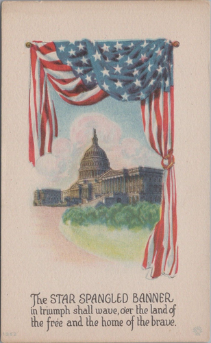 Draped US Flag Star Spangled Banner Capitol Patriotic c1910s postcard ...