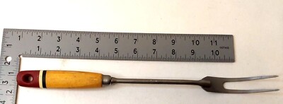 Ekco Eterna 1950 Meat Fork Kitchen Tool Red Wood Tone Handle 12.5 ...